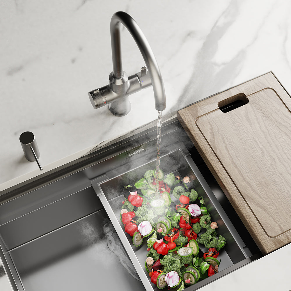 Design Swan Neck 3 in 1 Brushed Nickel Boiling Hot Water Tap – Wodar