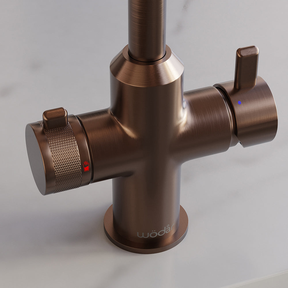 Design Square 3 in 1 Brushed Copper Boiling Hot Water Tap – Wodar