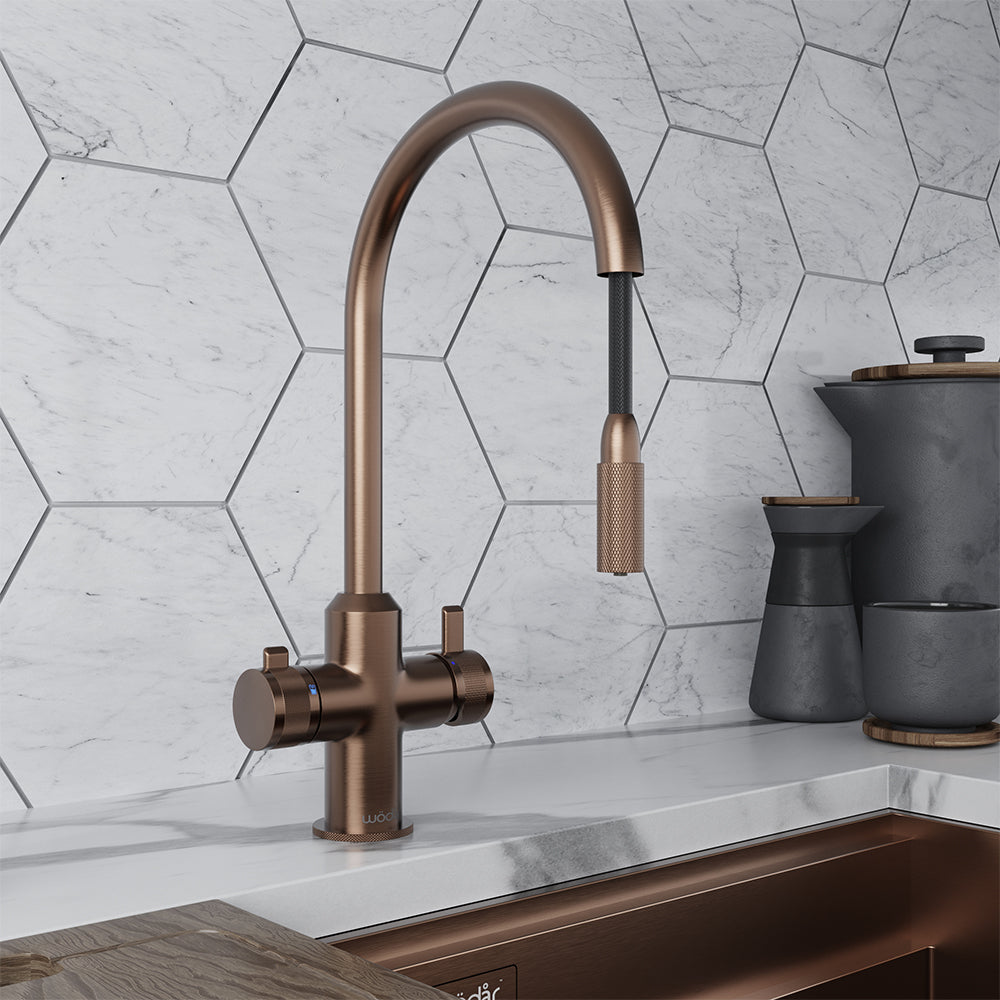 Design+ Flex 4 in 1 Brushed Copper Boiling Hot Water Tap – Wodar