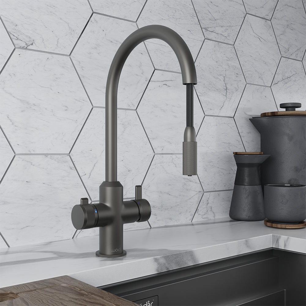 Design+ Flex 4 in 1 Gun Metal Grey Boiling Hot Water Tap – Wodar