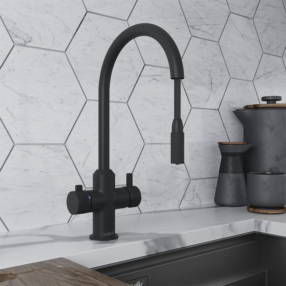 Design+ Flex 4 in 1 Matt Black Boiling Hot Water Tap – Wodar