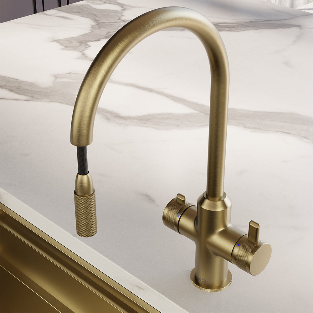 Design+ Flex 4 in 1 Brushed Brass Boiling Hot Water Tap – Wodar