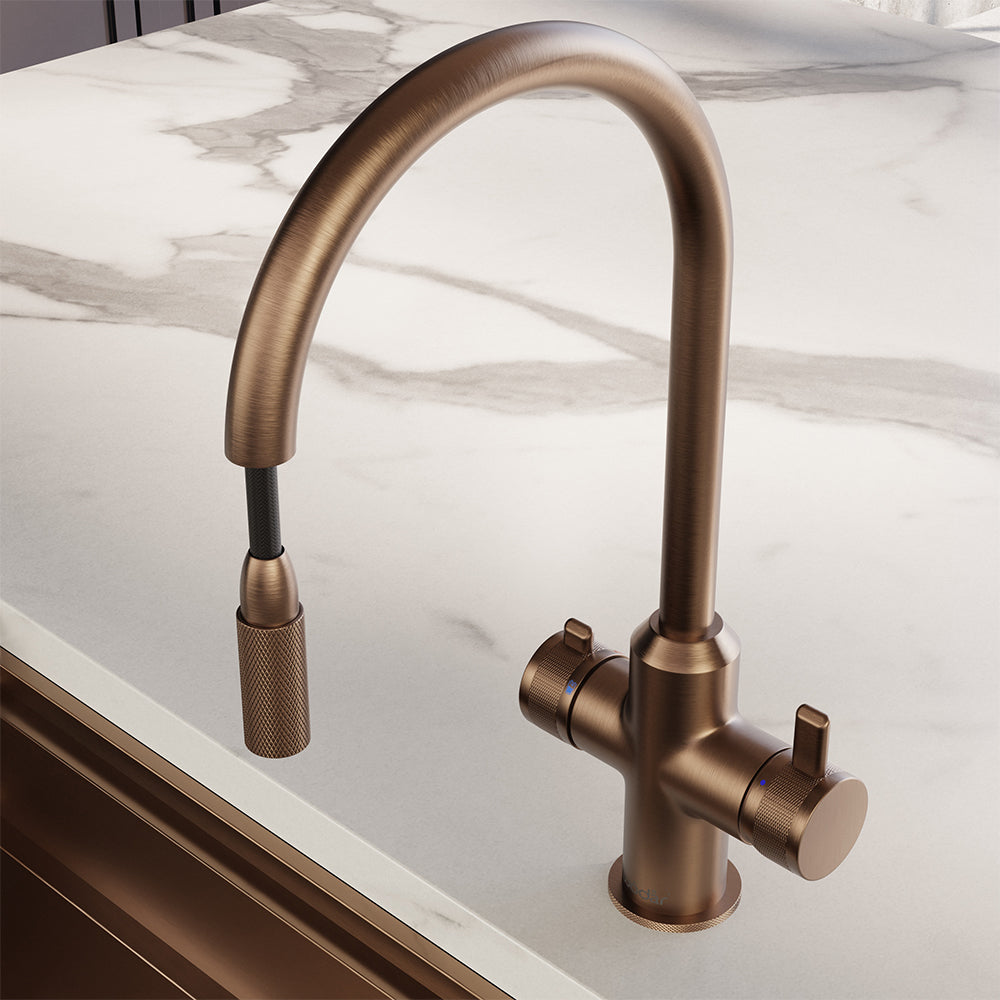 Design+ Flex 4 in 1 Brushed Copper Boiling Hot Water Tap – Wodar