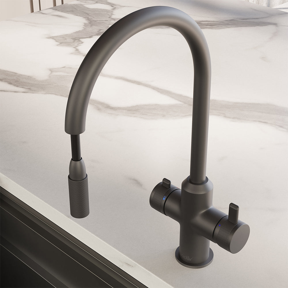 Design+ Flex 4 in 1 Gun Metal Grey Boiling Hot Water Tap – Wodar
