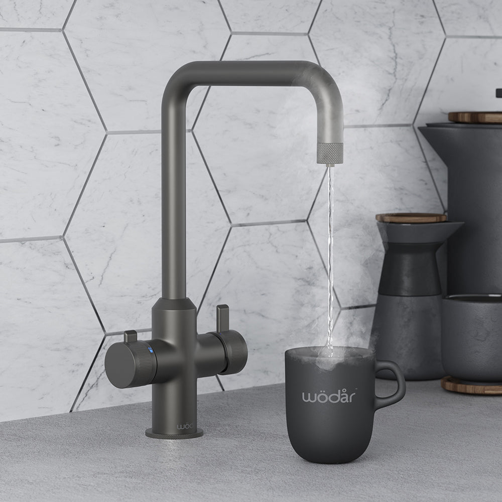 Design+ Square 4 in 1 Gun Metal Grey Boiling Hot Water Tap – Wodar