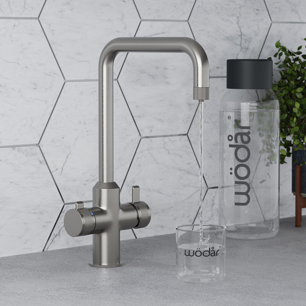 Design+ Square 4 in 1 Brushed Nickel Boiling Hot Water Tap – Wodar