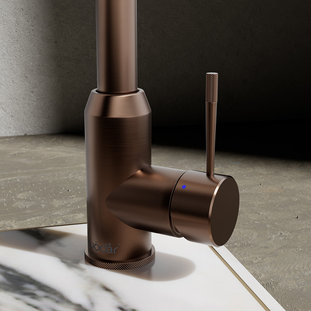 Wodar Fusion Hidden Pull Out Kitchen Sink Mixer Brushed Copper