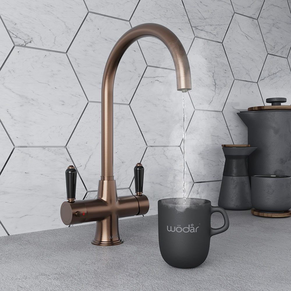 Holborn Traditional 3 in 1 Brushed Copper Black Handle Boiling Hot Wat ...