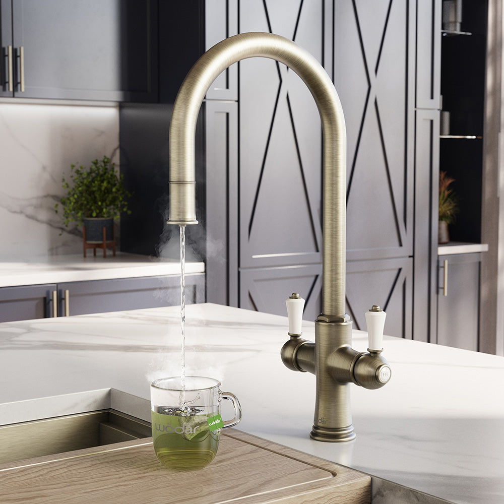 Knightsbridge Traditional 4 in 1 Pull Out Dark Brass White Handle Boil ...