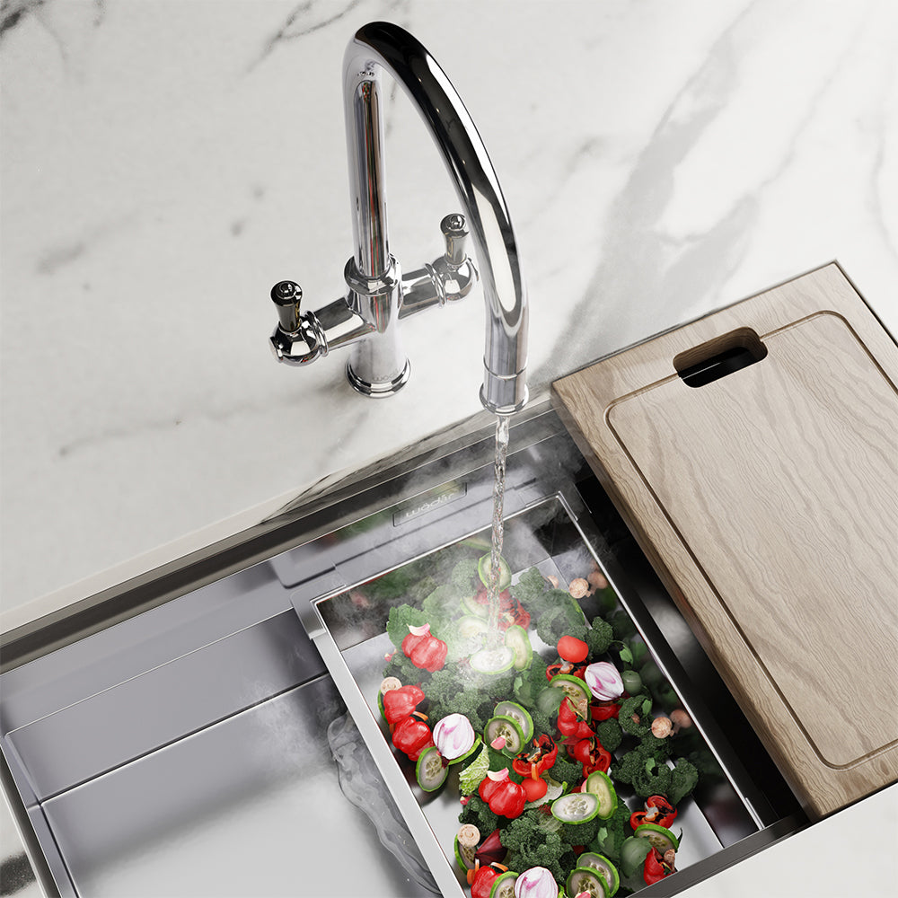 Knightsbridge Traditional 4 in 1 Pull Out Chrome Black Handle Boiling ...