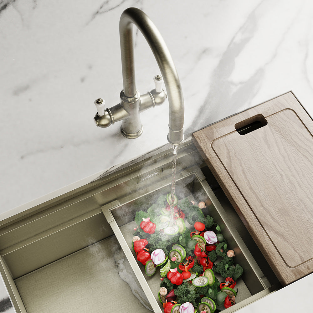Knightsbridge Traditional 4 in 1 Pull Out Dark Brass White Handle Boil ...