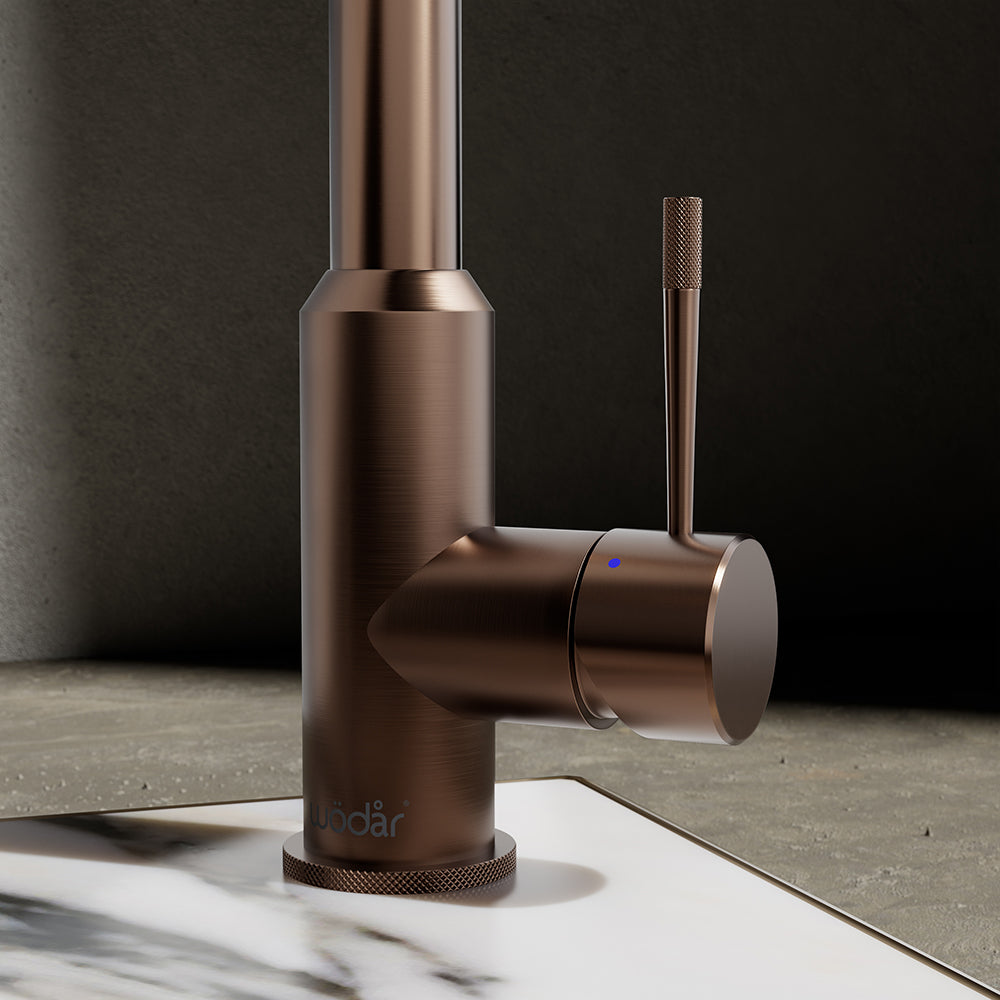 Wodar Lux Flex Hose Kitchen Sink Mixer Brushed Copper