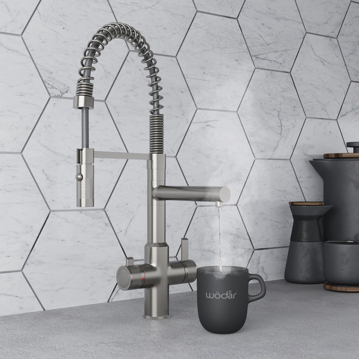Pro Flex 3 in 1 Brushed Nickel Boiling Hot Water Tap – Wodar