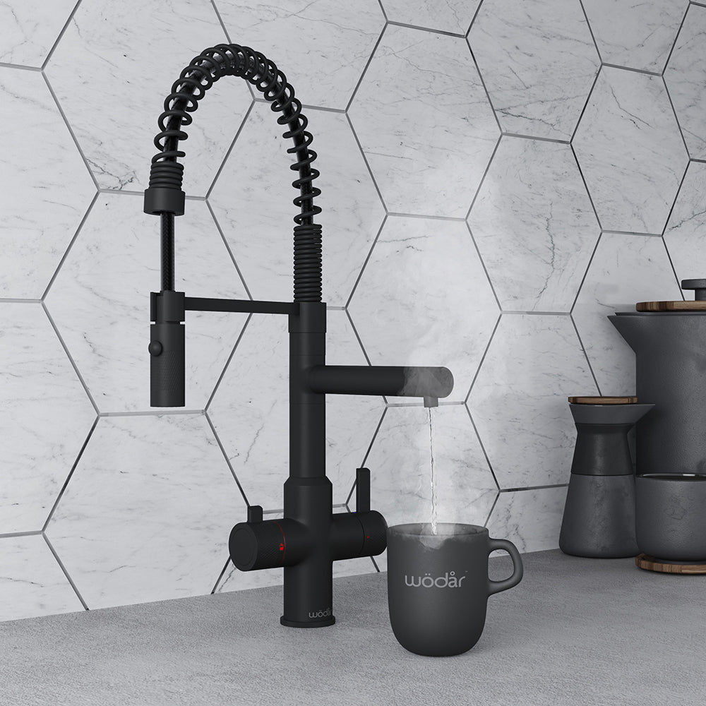 Pro Flex 3 in 1 Matt Black Boiling Hot Water Tap – Wodar
