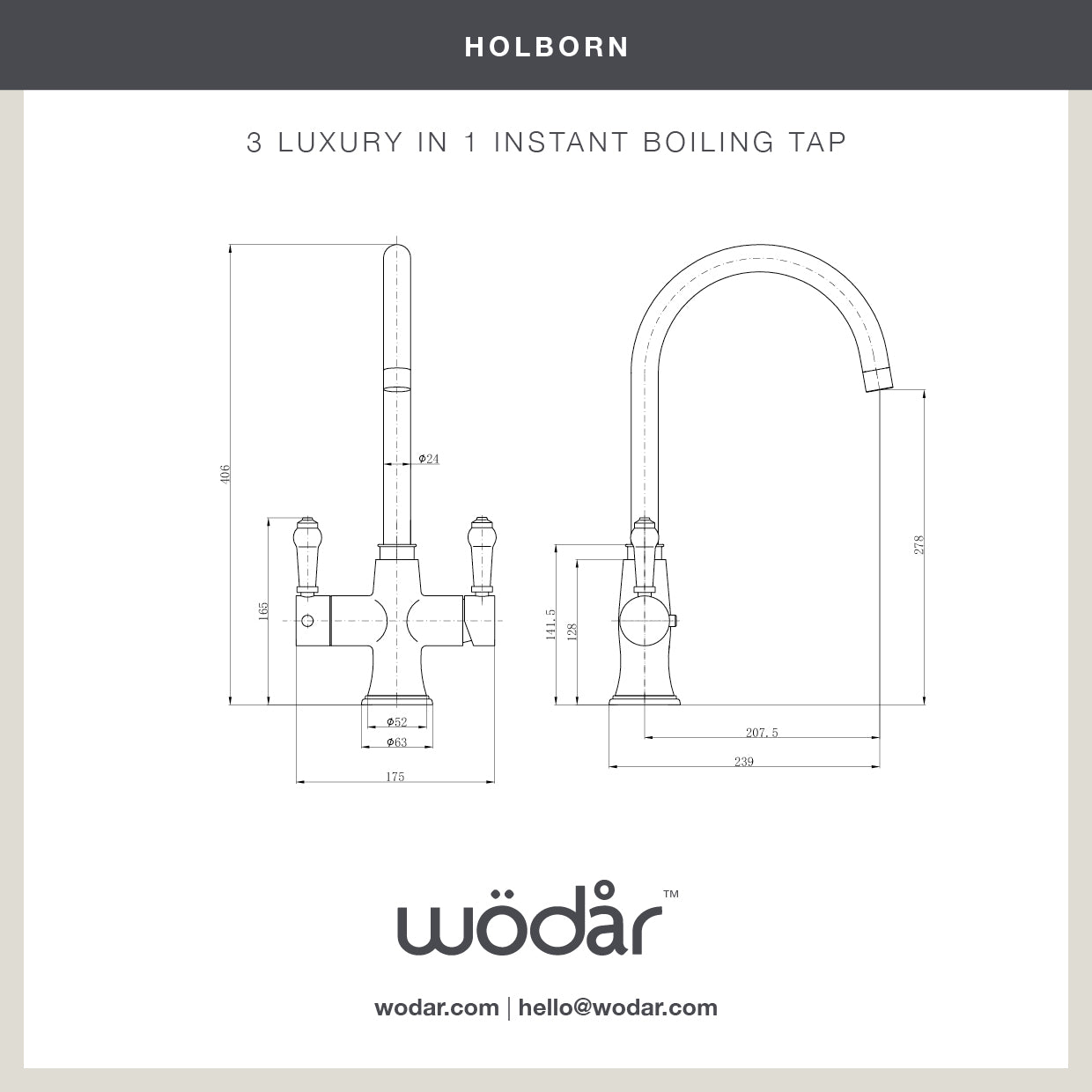 Holborn Traditional 3 in 1 Brushed Nickel Black Handle Boiling Hot Wat ...