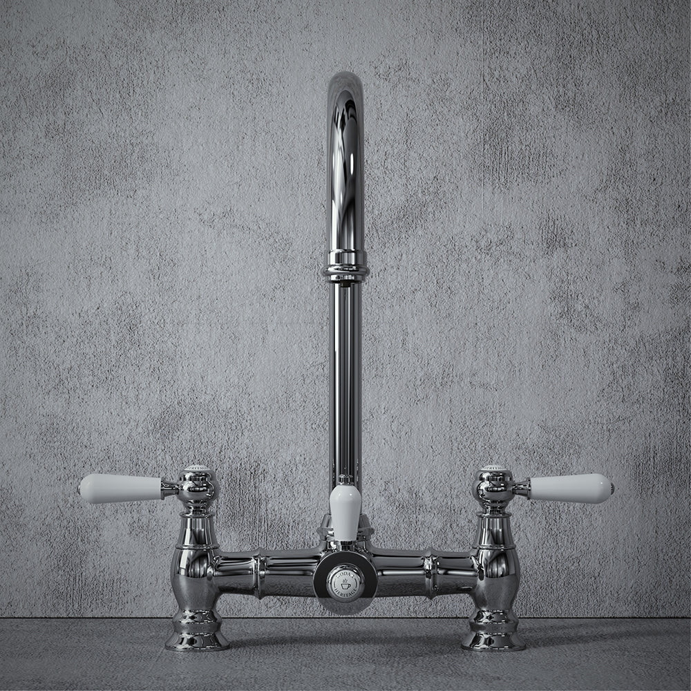 Heritage Bridge 3 in 1 Chrome White Handle Boiling Hot Water Tap – Wodar